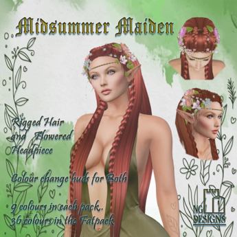 Second Life Marketplace - ADD ME~NG DESIGNS MIDSUMMER MAIDEN- REDHEAD PKG